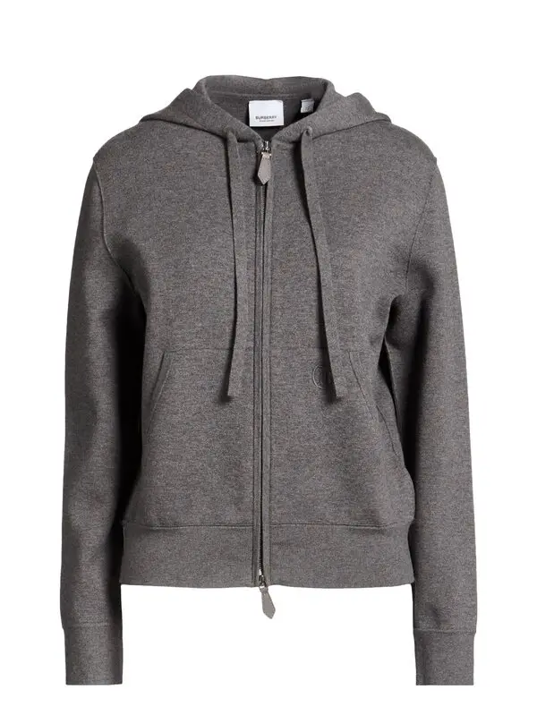 Burberry Lightweight Knit Zip-up Cardigan With Embroidered Logo - Gray
