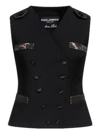 Dolce & Gabbana Sleeveless Double-breasted Brocade Jacket - Black