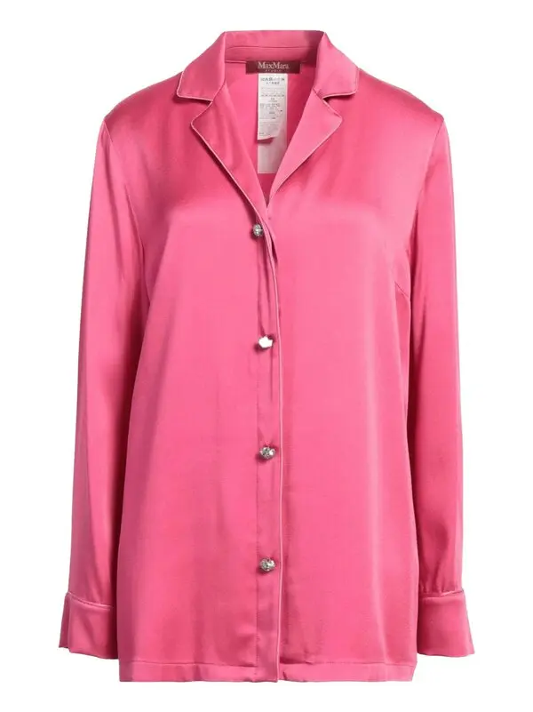 Max Mara Long Sleeve Crepe Shirt With Crystal Embellishments - Pink