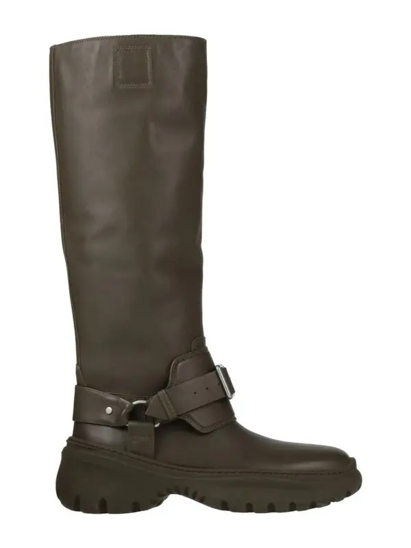 Burberry Leather Buckled Boots - Green