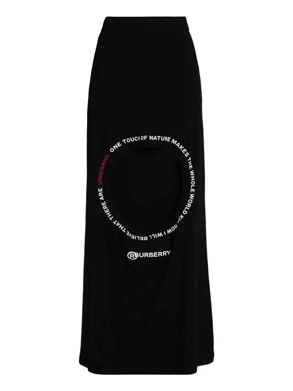 Burberry Printed Full Flare Skirt - Black