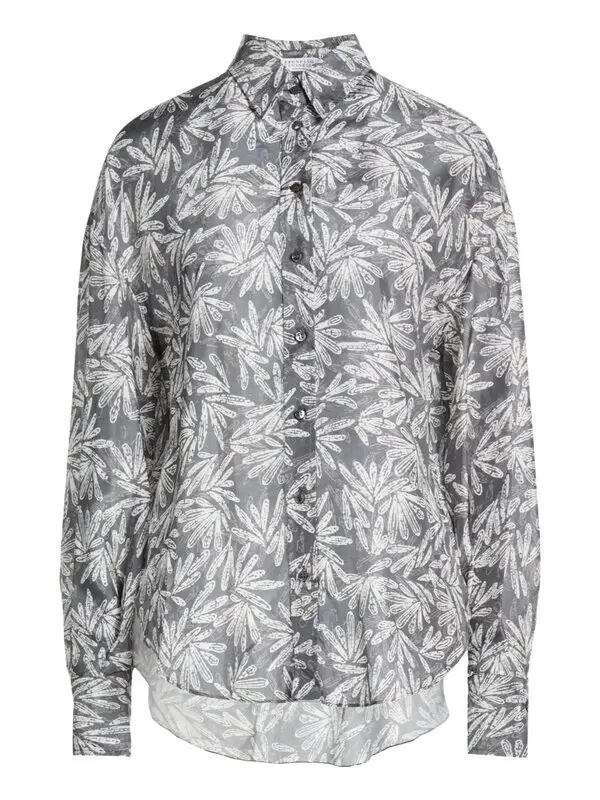 Brunello Cucinelli Floral Long-sleeve Shirt - Gray