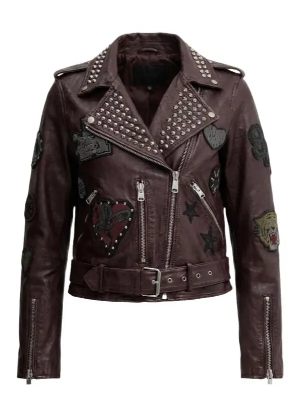 ALLSAINTS College Leather Biker Jacket - Red