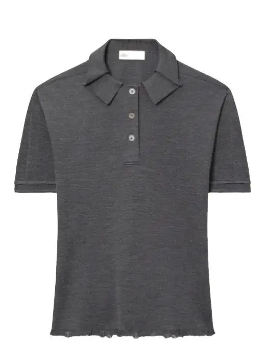 Tory Burch Oversized Silk Polo - Black
