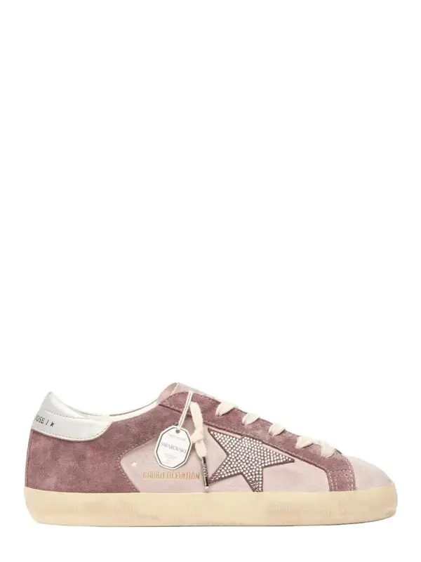 GOLDEN GOOSE Super-star Suede Crystal Glitter Sneakers - Nude