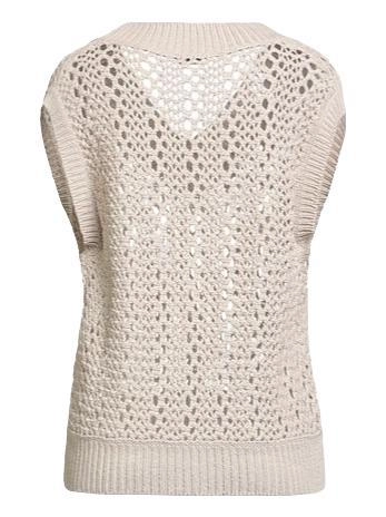 Brunello Cucinelli Open-knit V-neck Knit Top - Nude