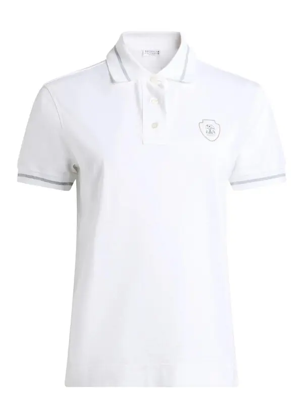 Brunello Cucinelli Jersey Polo Shirt With Appliqués - White