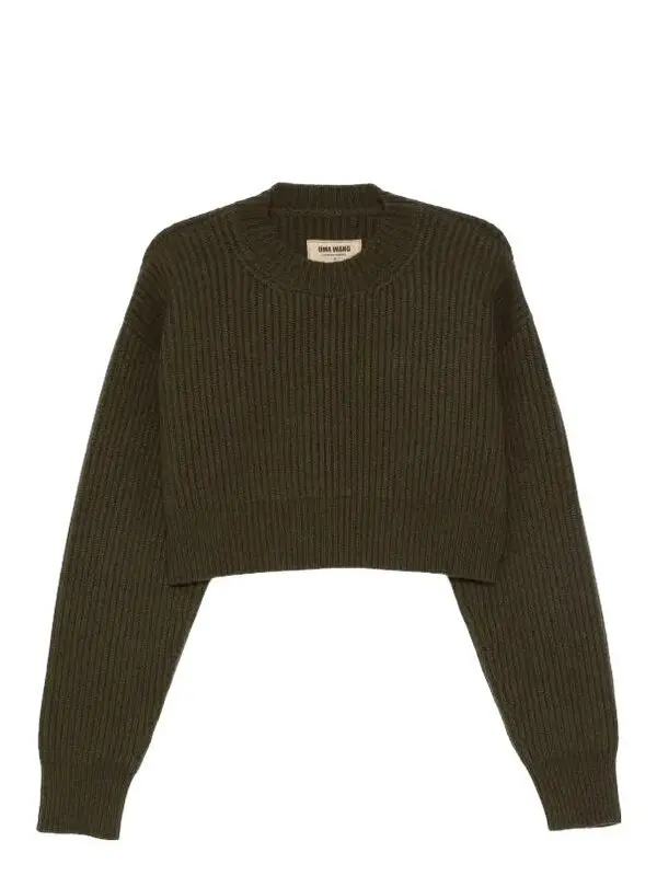 UMA WANG Ribbed Cropped Knit Sweater - Green