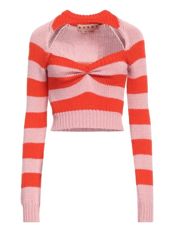 Marni Striped Cutout Knit Jumper - Pink
