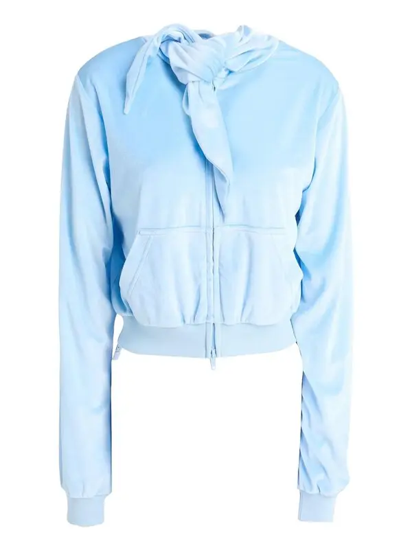 Balenciaga Chenille Zip-up Cropped Sweatshirt - Blue