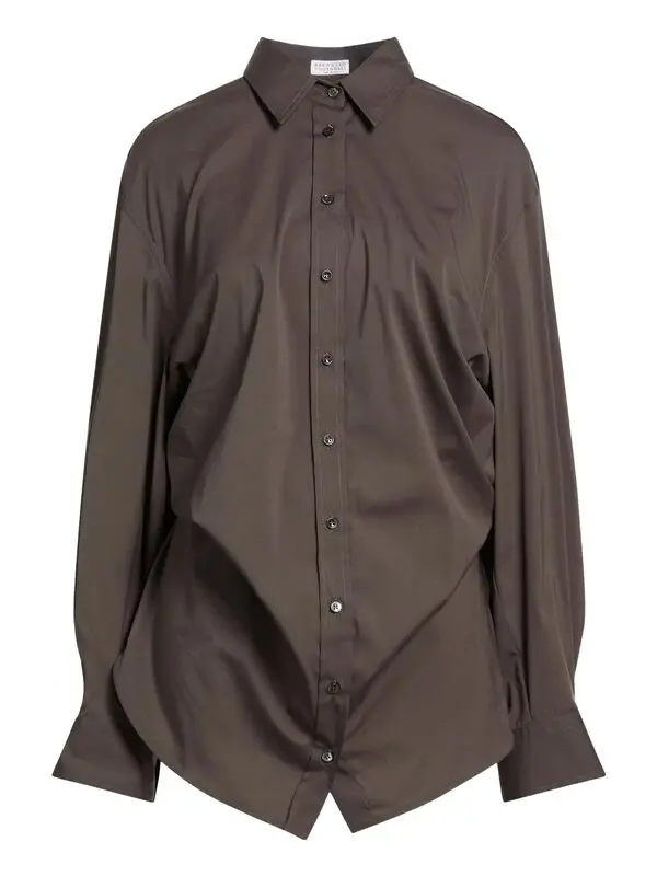 Brunello Cucinelli Plain Poplin Shirt - Brown