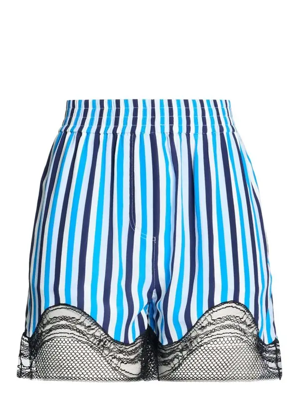 Burberry Striped Lace Trim Bermuda Shorts - Blue
