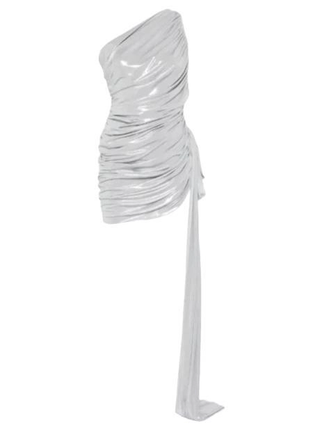 Norma Kamali Diana Ruched Metallic One-shoulder Mini Dress - White