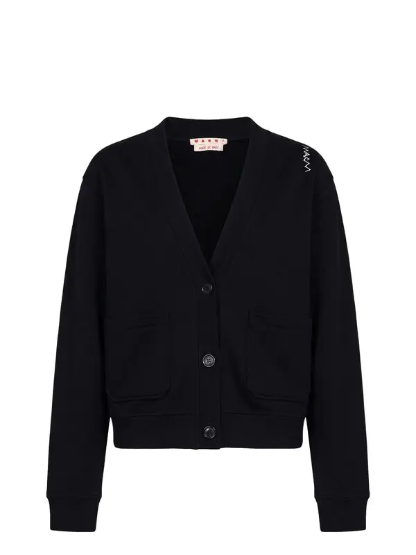 Marni Long Sleeve Sweatshirt With Embroidered Logo - Black