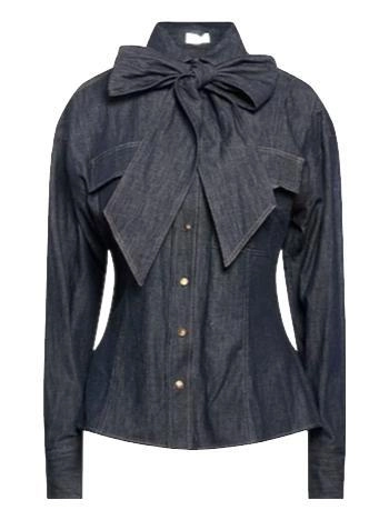 Brunello Cucinelli Denim Shirt With Bow Detail - Blue