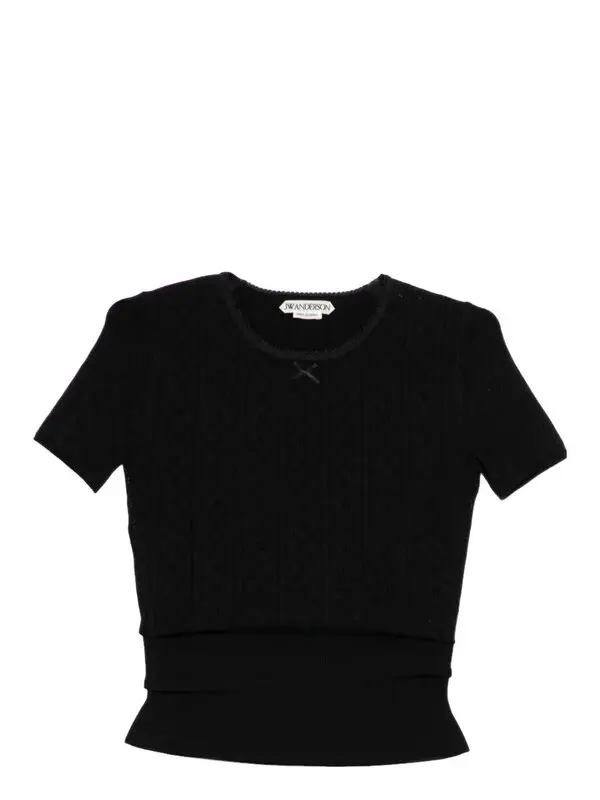 J.W.ANDERSON Pointelle Knit Bow Top - Black