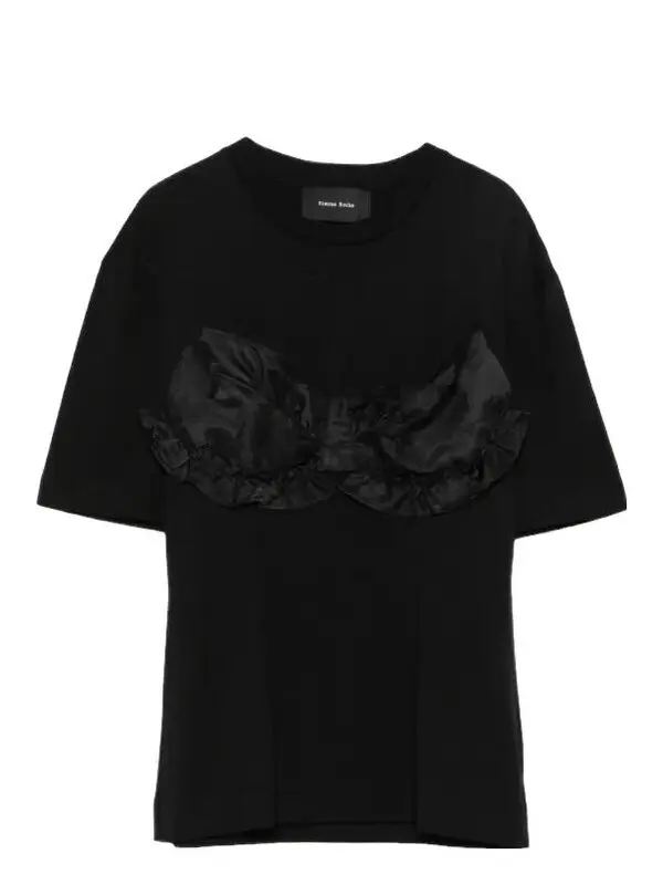 Simone Rocha Satin Panel Ruffled T-shirt - Black