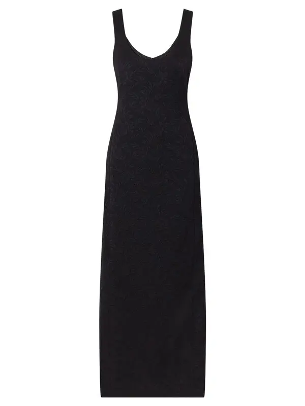 Dries Van Noten Sleeveless Floral Jacquard Maxi Dress - Black
