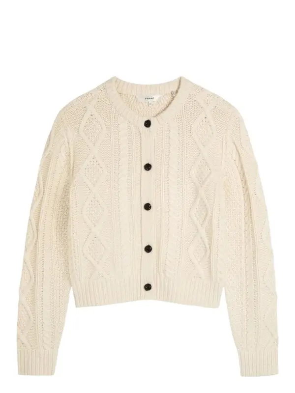 FRAME Cable-knit Button Cardigan - Cream