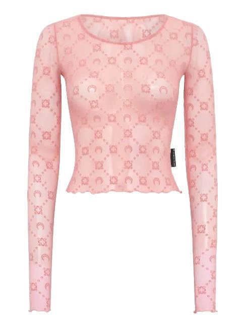MARINE SERRE Geometric Print Long Sleeve Top - Pink