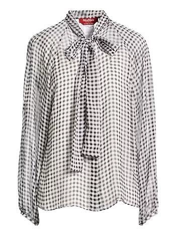 Max Mara Plaid Bow Neck Shirt - Black