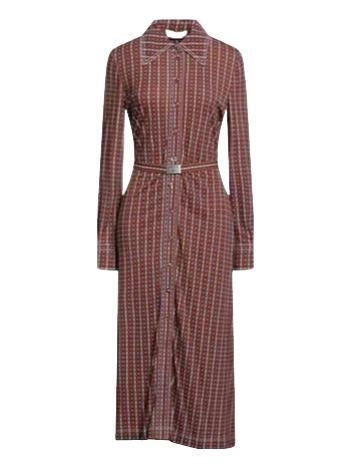Tory Burch Checked Jersey Shirt Dress - Brown