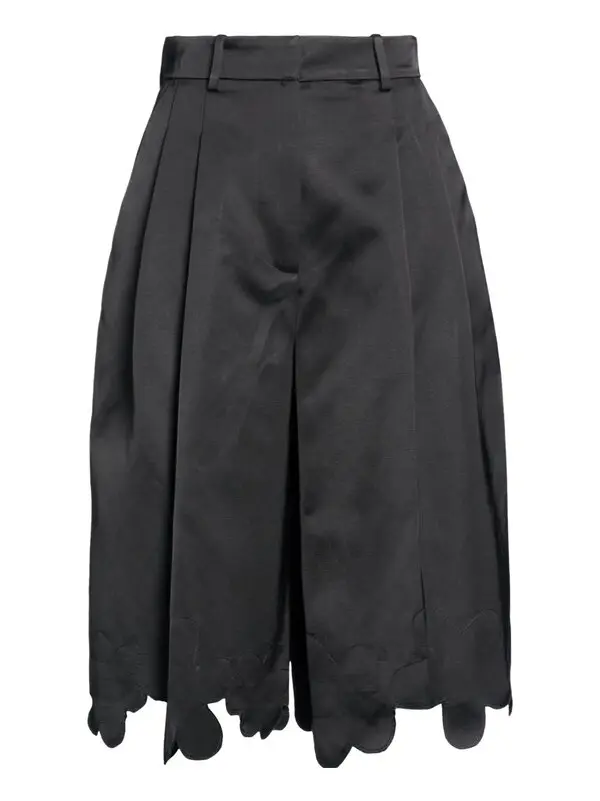 Marni Satin Bermuda Shorts With Scalloped Hem - Black