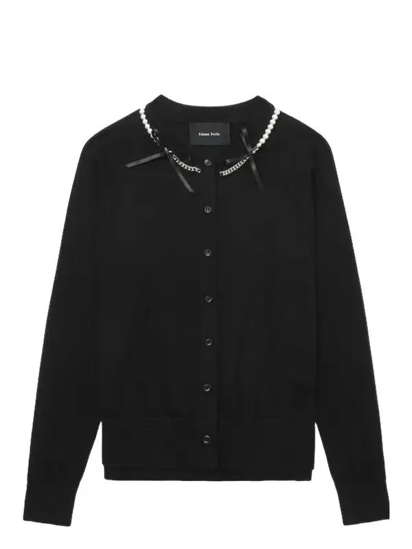 Simone Rocha Pearl Embellished Cardigan - Black