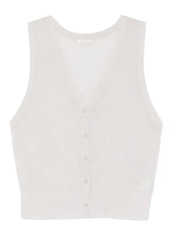 ST. AGNI Sleeveless V-neck Knit Vest - Grey