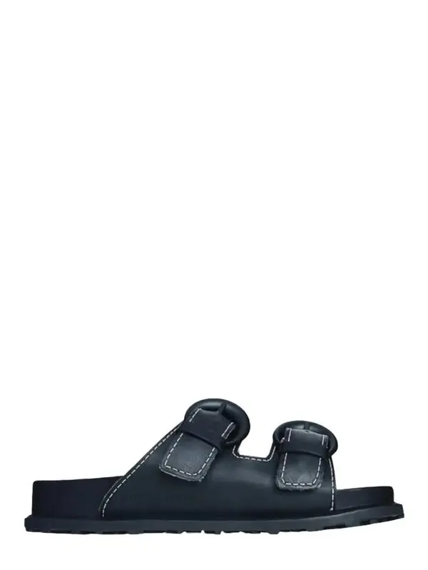 MARINE SERRE Double Buckle Slippers - Black