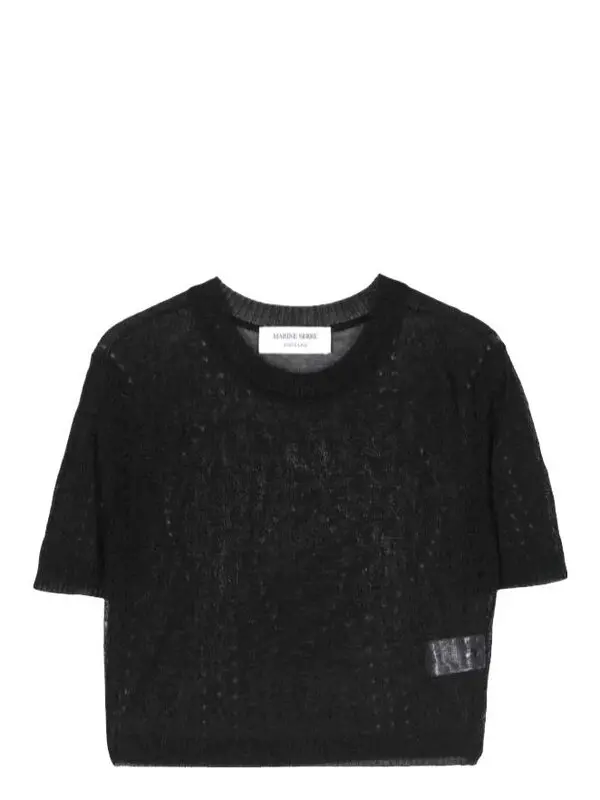 MARINE SERRE Mesh Knit T-shirt - Black