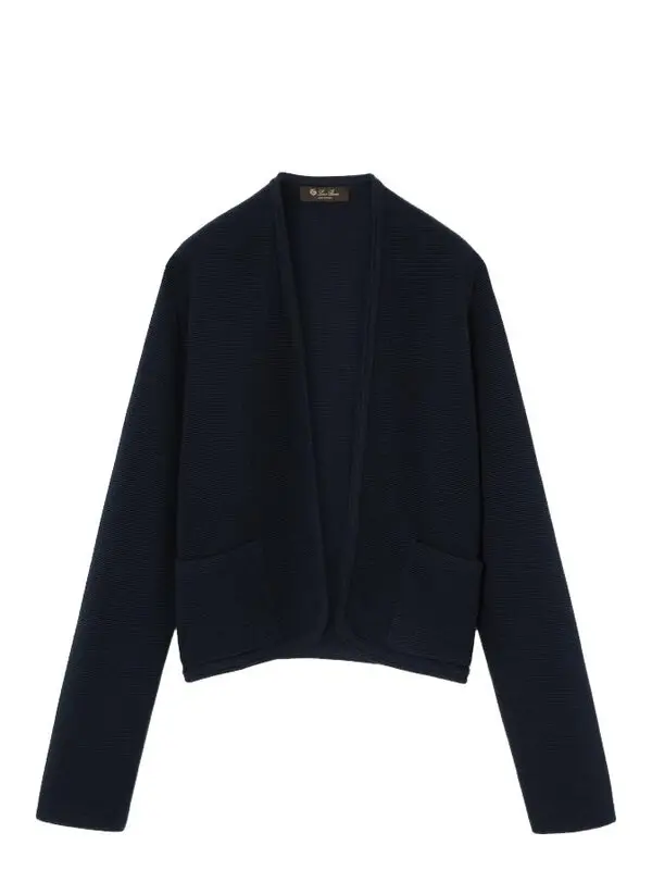 Loro Piana Ribbed V-neck Cardigan - Navy Blue