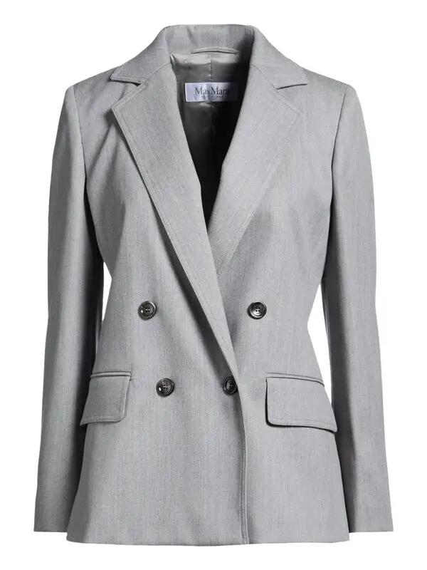 Max Mara Double Breasted Wool Blazer - Grey