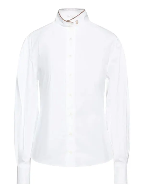 Brunello Cucinelli Poplin Shirt With Mandarin Collar - White