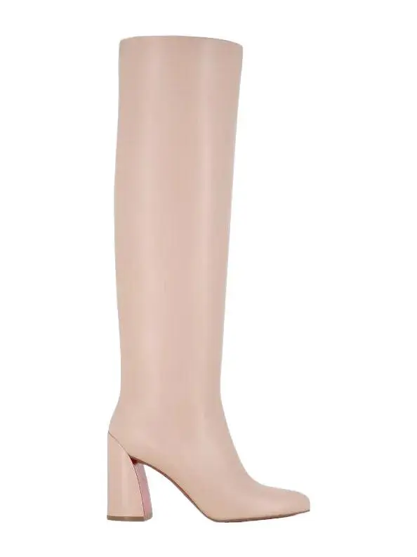 CHRISTIAN LOUBOUTIN Block-heel Knee-high Leather Boots - Nude