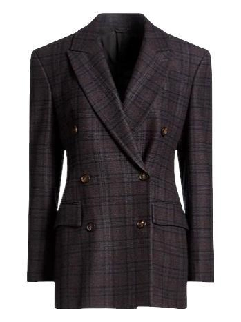 Brunello Cucinelli Plaid Double-breasted Blazer - Black
