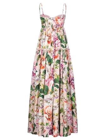 Dolce & Gabbana Sleeveless Floral Print Maxi Dress - Pink