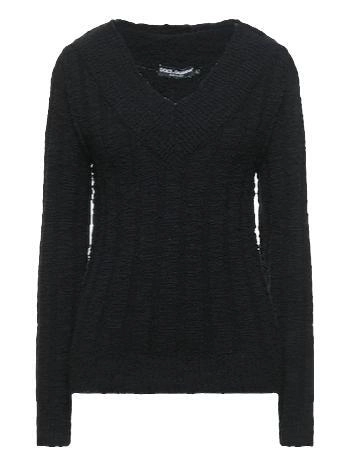 Dolce & Gabbana Textured Knit V-neck Top - Black