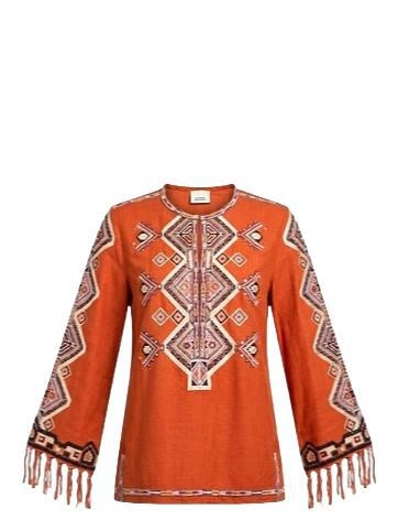 Isabel Marant Étoile Embroidered Kaftan Top - Tan