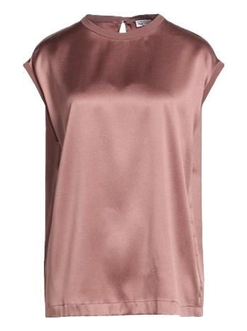 Brunello Cucinelli Solid Stretch Satin Top - Pink