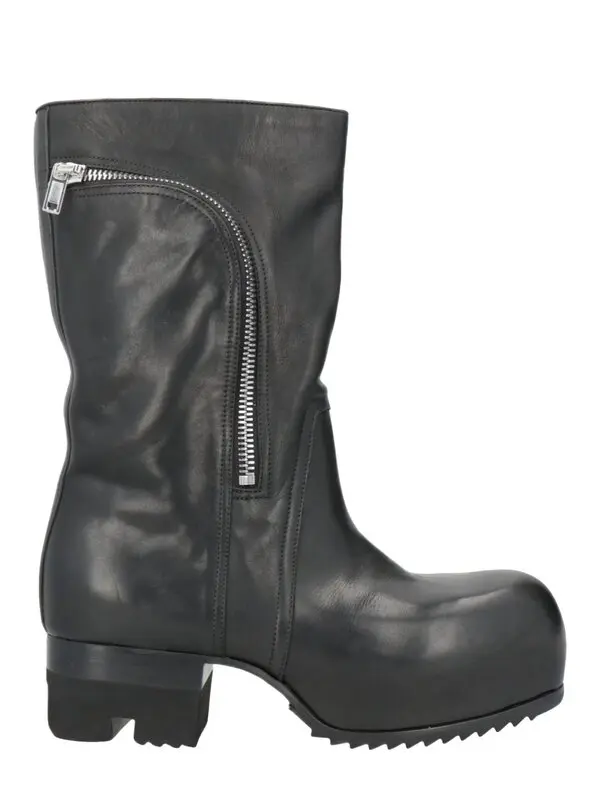 Rick Owens Leather Zip Up Boots - Black