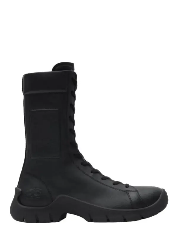 Burberry Leather Lace-up Combat Boots - Black
