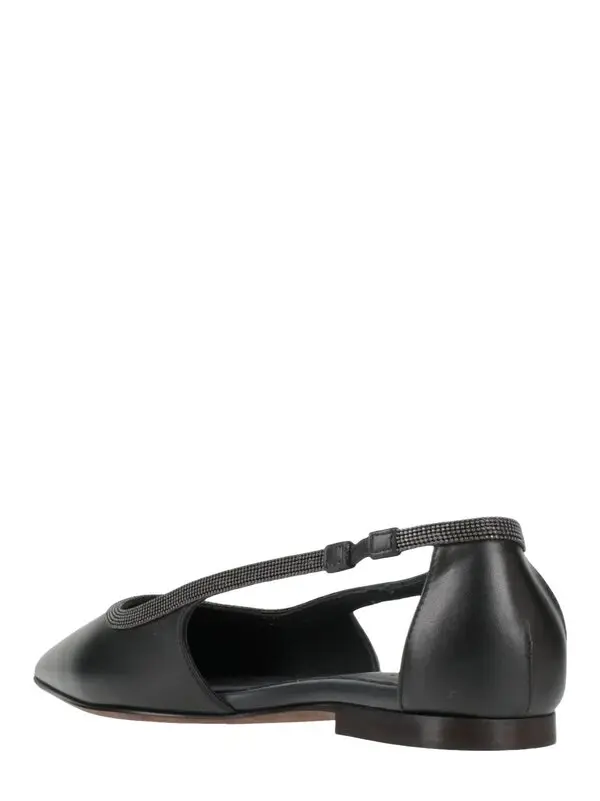 Brunello Cucinelli Leather Pointed Toe Ballet Flats - Black