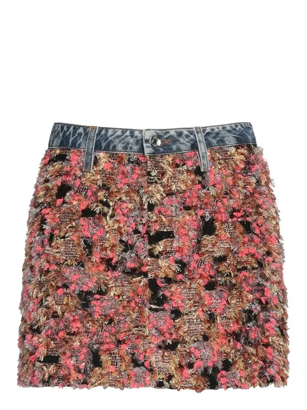 Dolce & Gabbana Embellished Brocade Denim Mini Skirt - Brown