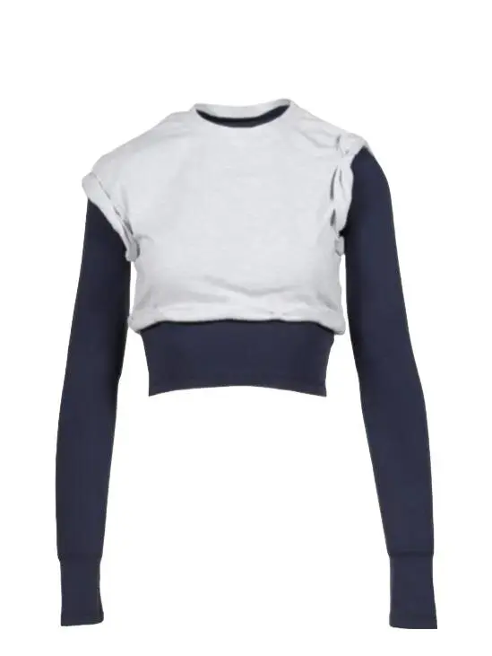 We11Done Cropped Sweatshirt With Draped Detailing - Black