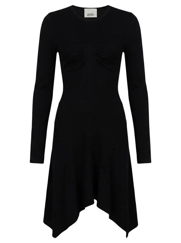 Isabel Marant Étoile Long Sleeve Gathered Sheath Dress - Black