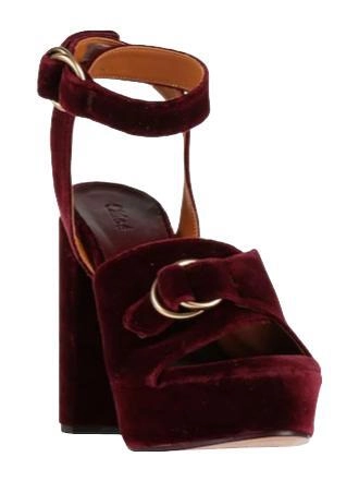 Chloé Velvet Covered Toe Platform Sandals - Brown