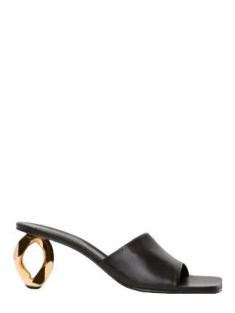 J.W.ANDERSON Leather Sandals With Chain Embellished Heels - Black