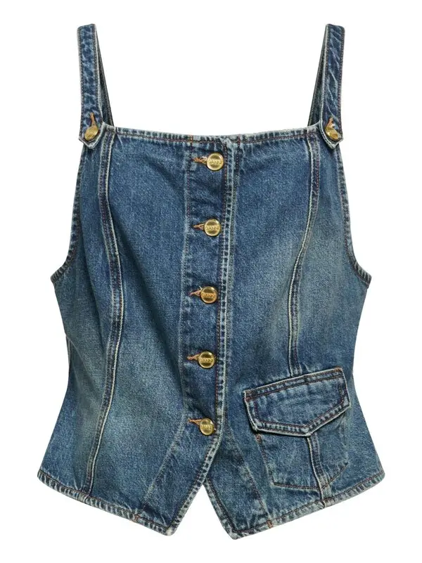GANNI Denim Sleeveless Top - Blue