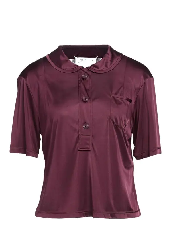 MAISON MARGIELA Short Sleeve Buttoned Neck T-shirt - Plum